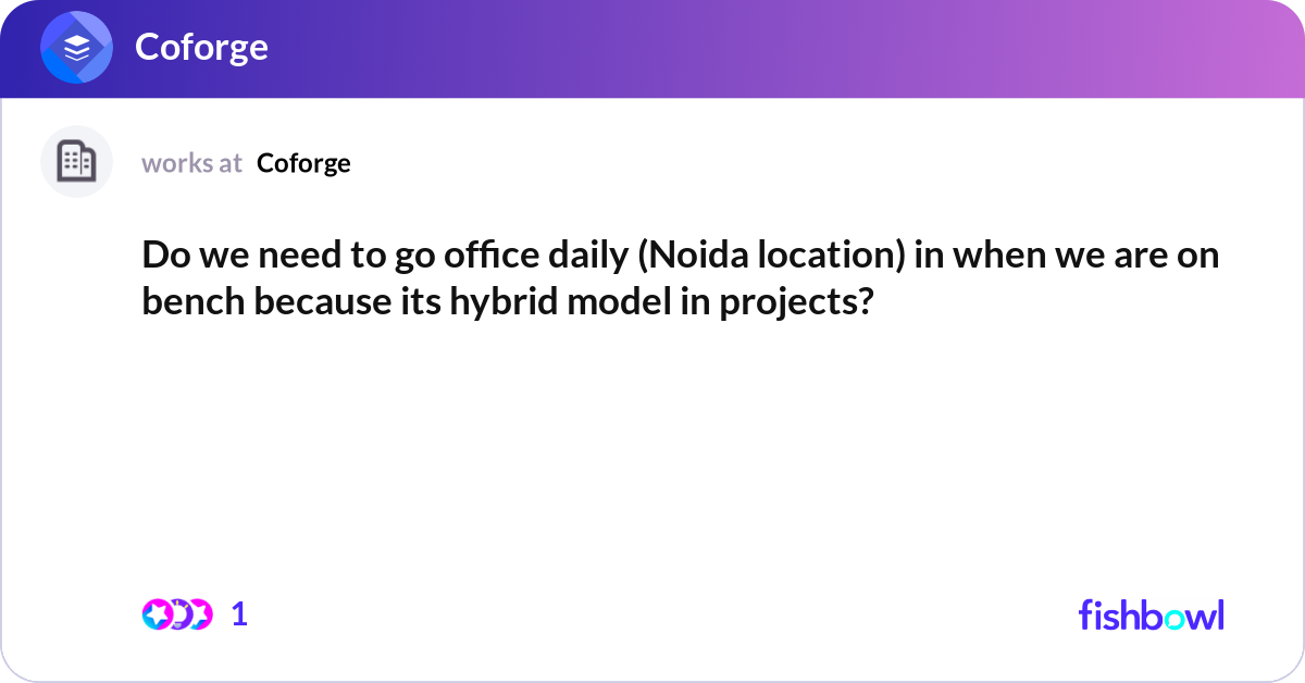 Do we need to go office daily (Noida location) in ... | Fishbowl