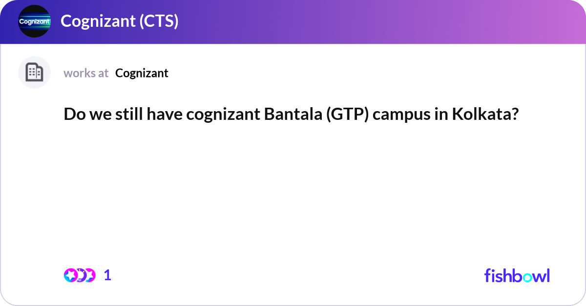Do we still have cognizant Bantala (GTP) campus in... | Fishbowl