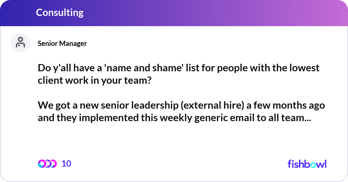 Do y'all have a 'name and shame' list for people w... | Fishbowl