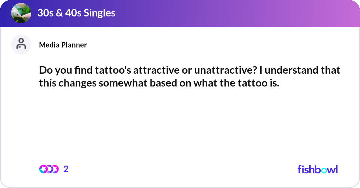 Do you find tattoo's attractive or unattractive? I... | Fishbowl