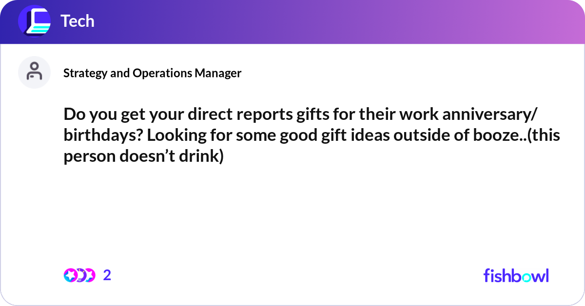 Do you get your direct reports gifts for their wor... | Fishbowl