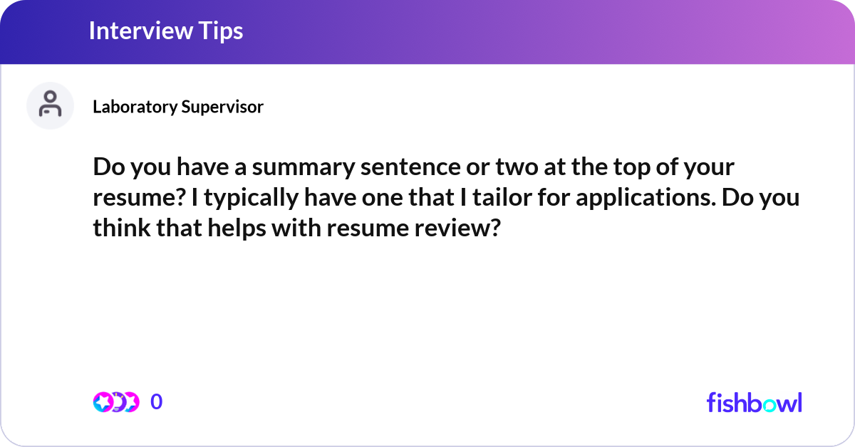 Do you have a summary sentence or two at the top o... | Fishbowl