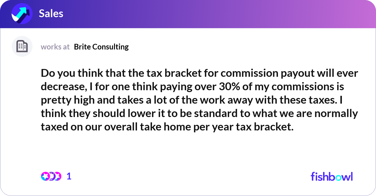 Do you think that the tax bracket for commission p... | Fishbowl