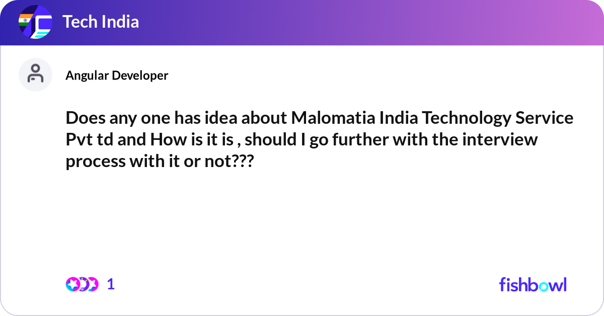 Does any one has idea about Malomatia India Techno... | Fishbowl