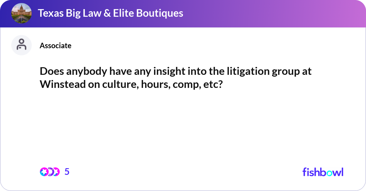 Does anybody have any insight into the litigation ... | Fishbowl