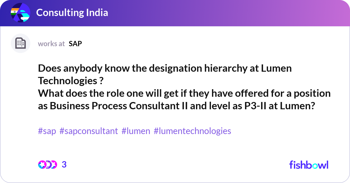 Does anybody know the designation hierarchy at Lum... | Fishbowl