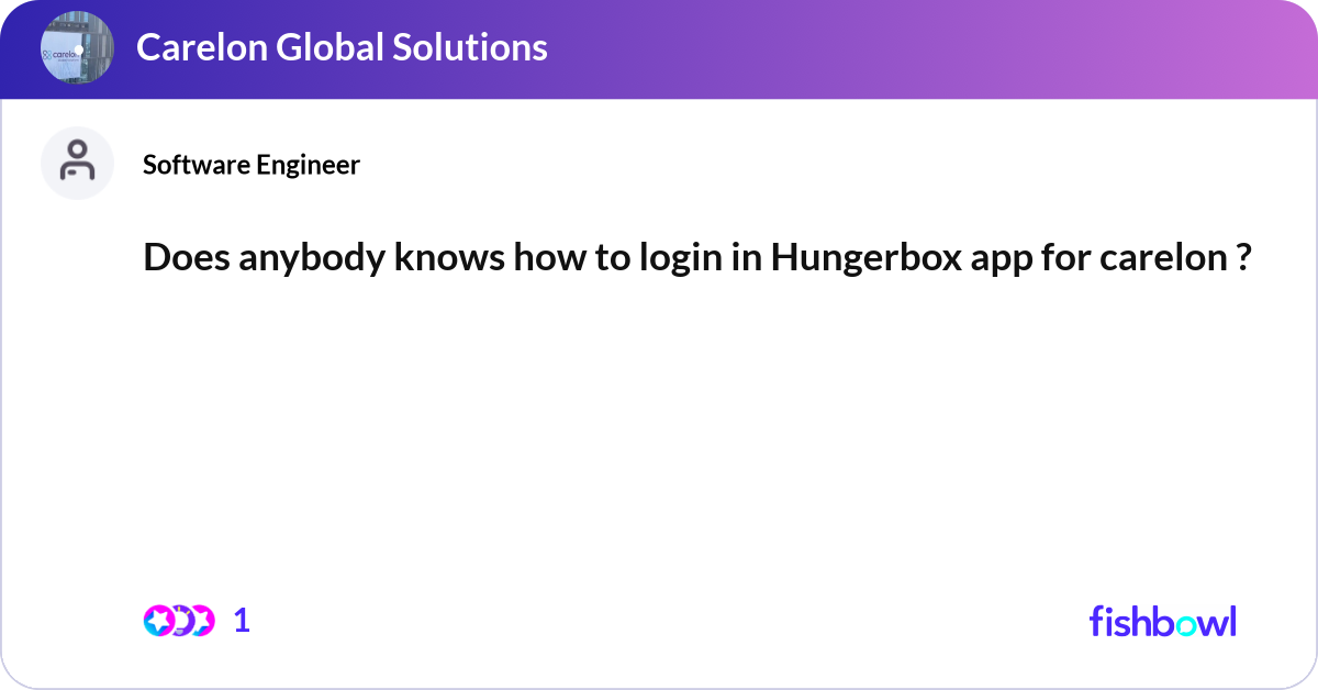 Does anybody knows how to login in Hungerbox app f... | Fishbowl