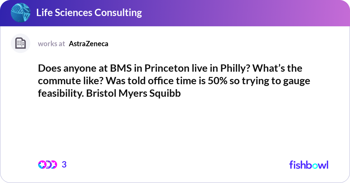 Does anyone at BMS in Princeton live in Philly? Wh... | Fishbowl