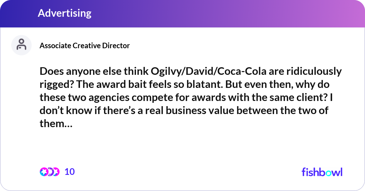 Does anyone else think Ogilvy/David/Coca-Cola are ... | Fishbowl