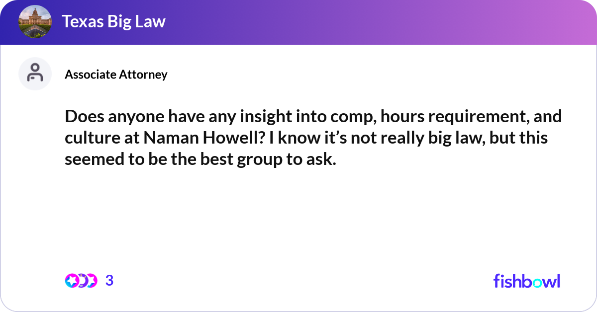 Does anyone have any insight into comp, hours requ... | Fishbowl