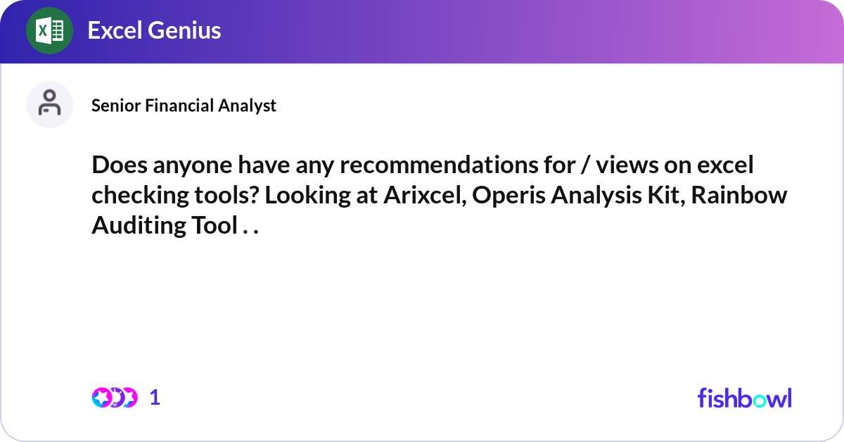 Does anyone have any recommendations for / views o... | Fishbowl