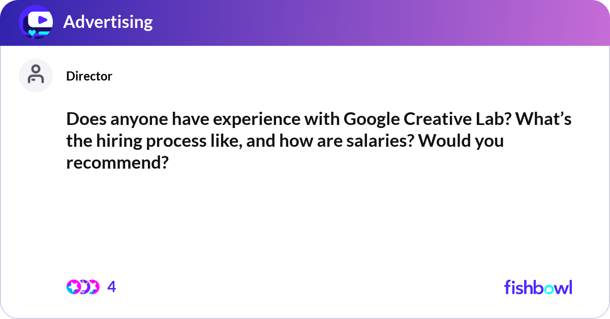 Does anyone have experience with Google Creative L... | Fishbowl