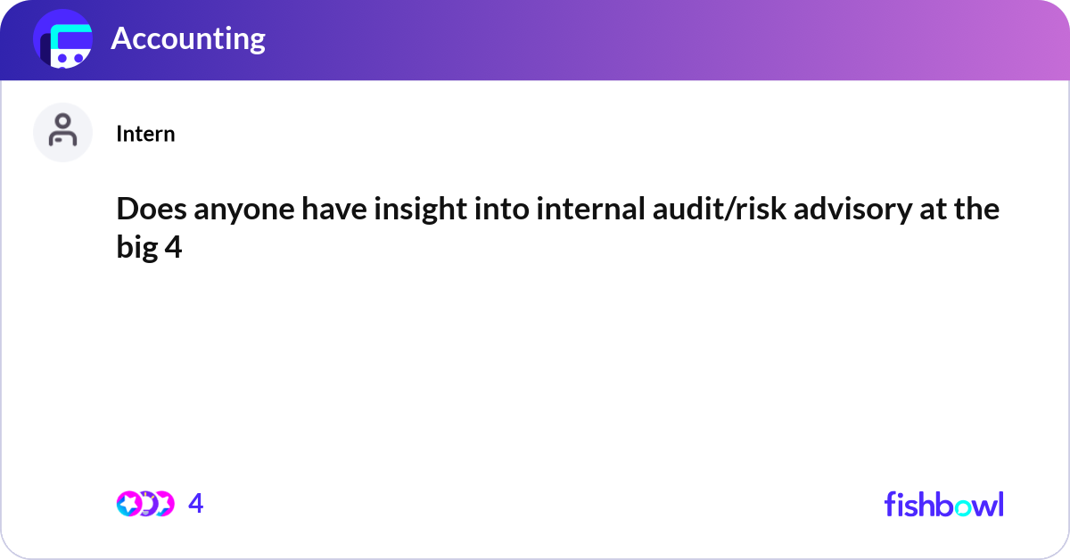 Does anyone have insight into internal audit/risk ... | Fishbowl