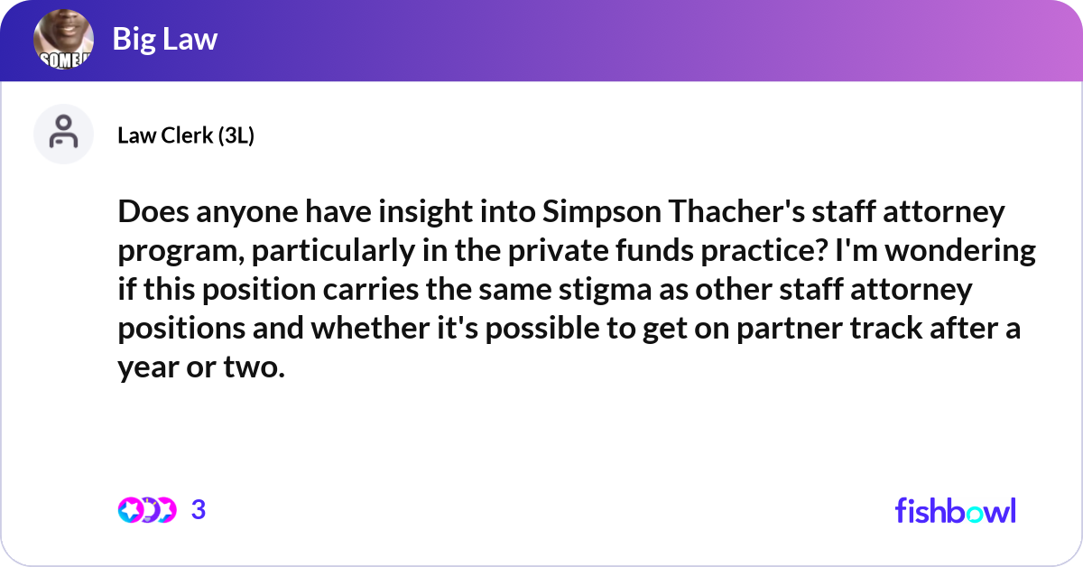 Does anyone have insight into Simpson Thacher's st... | Fishbowl