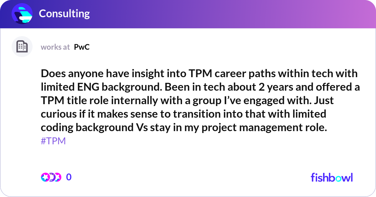 Does anyone have insight into TPM career paths wit... | Fishbowl