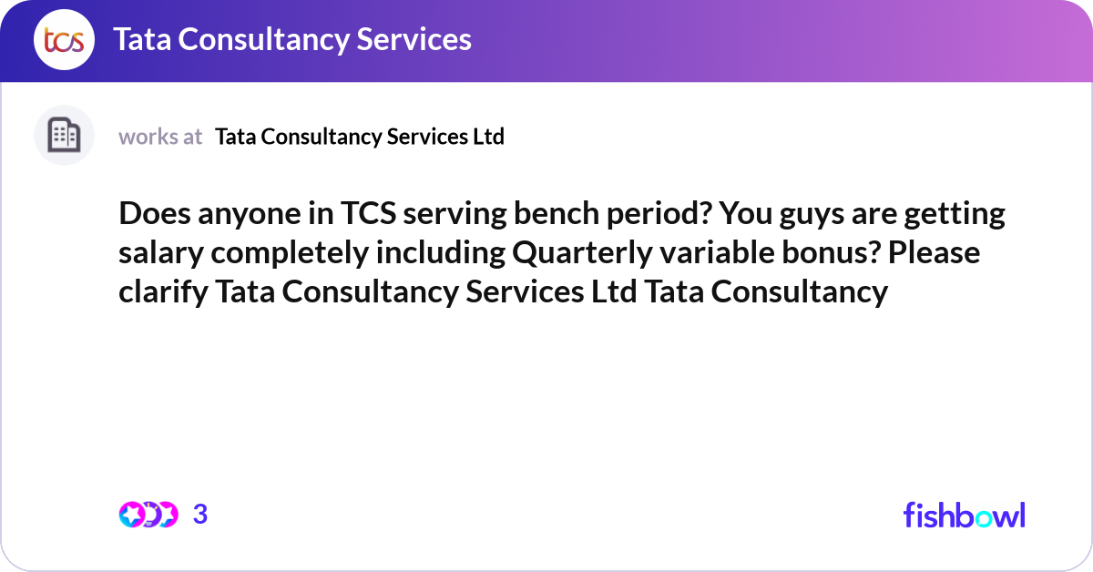 Does anyone in TCS serving bench period? You guys ... | Fishbowl
