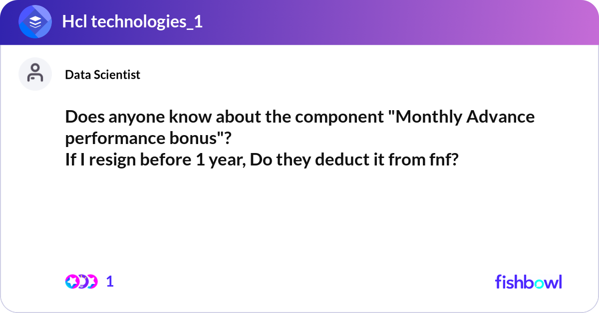 Does anyone know about the component "Monthly Adva... | Fishbowl