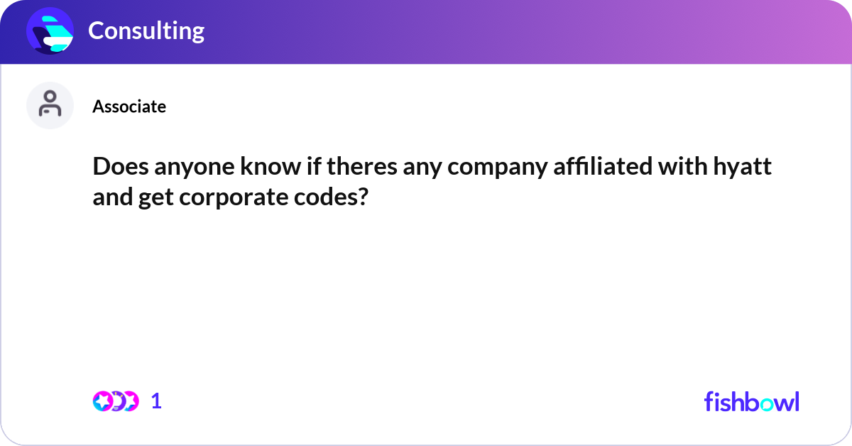 Does anyone know if theres any company affiliated ... | Fishbowl