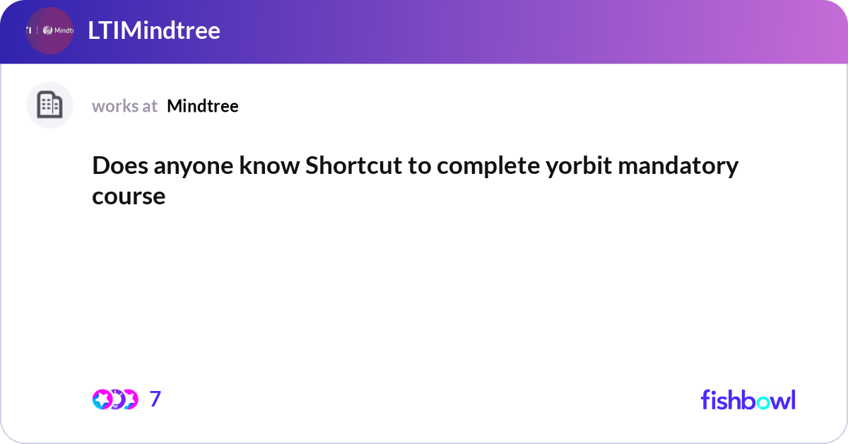 Does anyone know Shortcut to complete yorbit manda... | Fishbowl