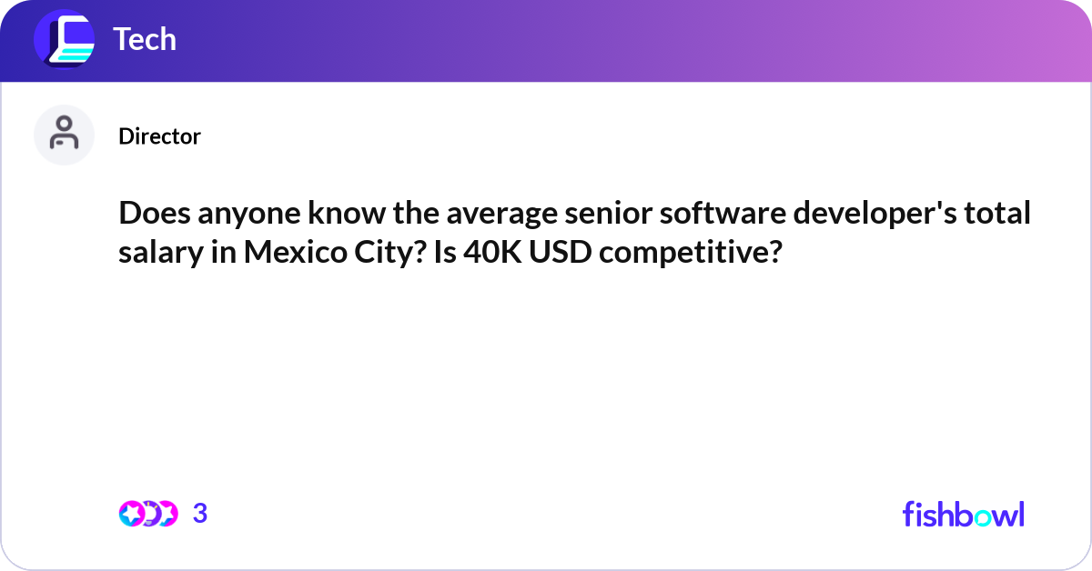 Does anyone know the average senior software devel... | Fishbowl