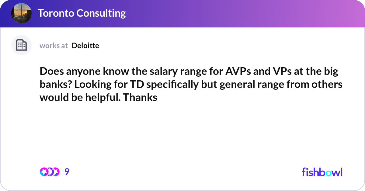Does anyone know the salary range for AVPs and VPs... | Fishbowl