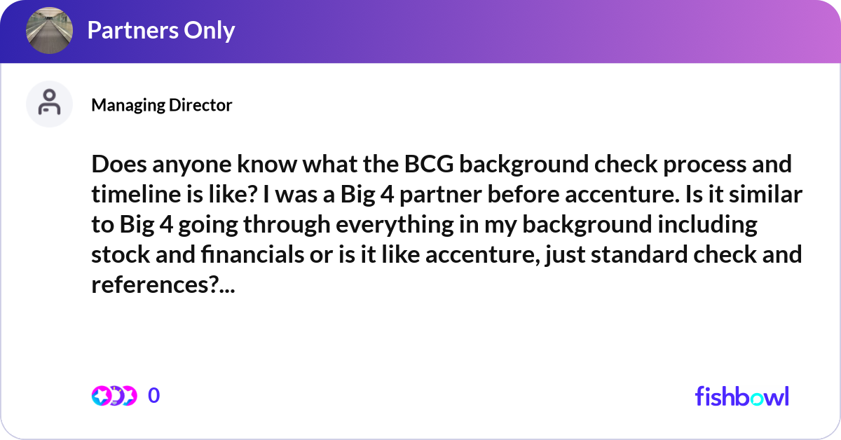 Does anyone know what the BCG background check pro... | Fishbowl