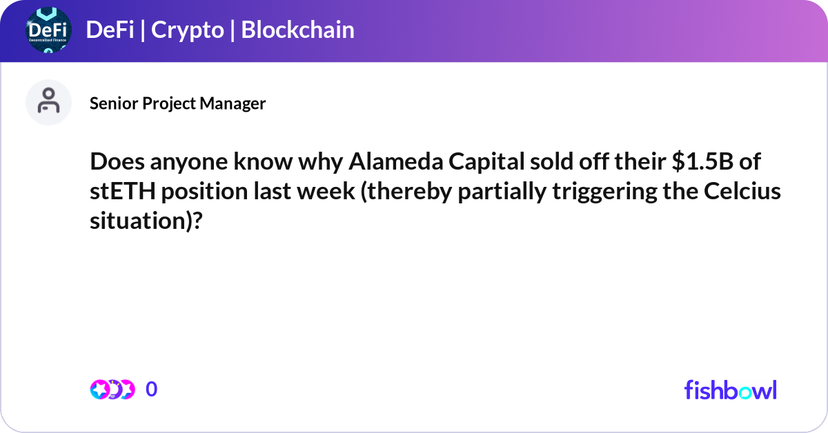 Does anyone know why Alameda Capital sold off thei... | Fishbowl