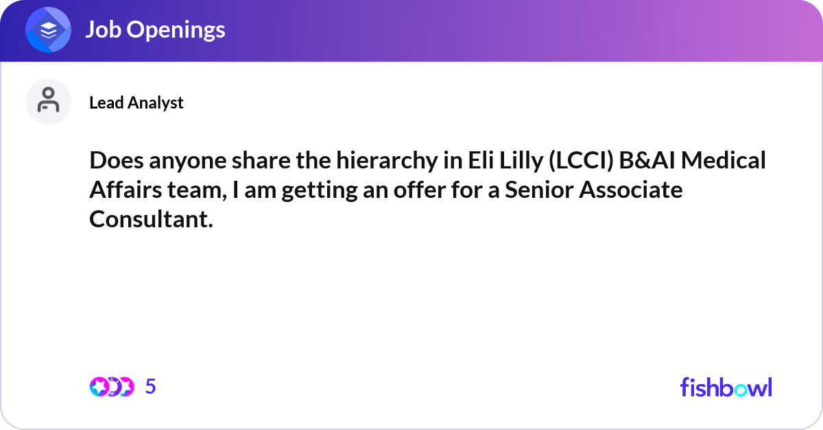 Does anyone share the hierarchy in Eli Lilly (LCCI... | Fishbowl