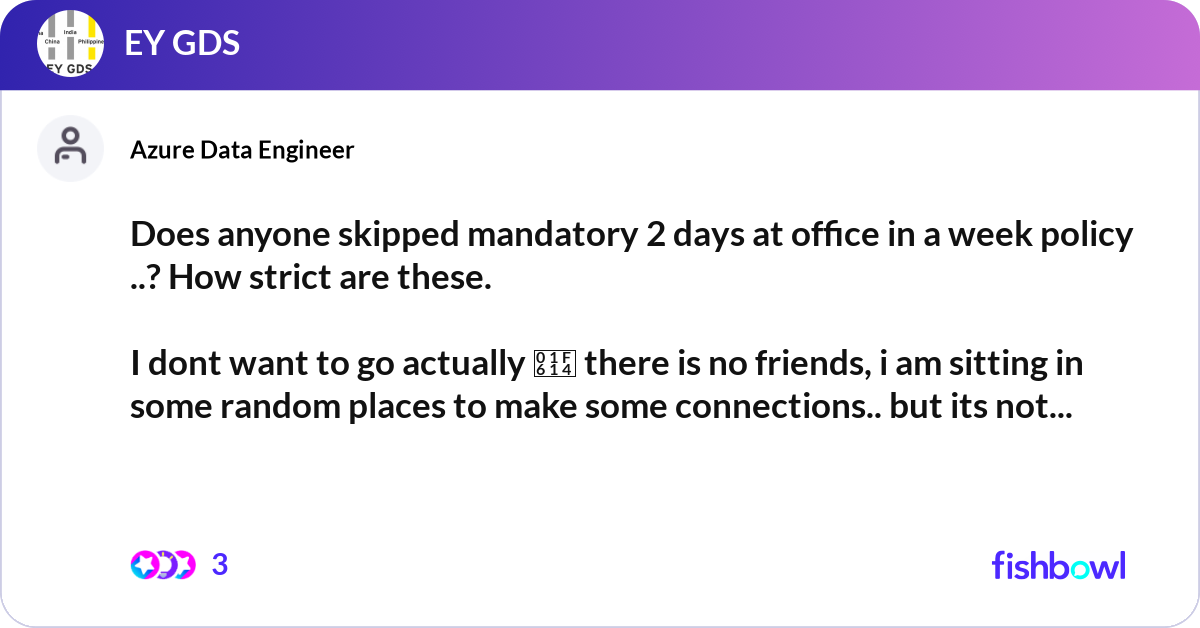 Does anyone skipped mandatory 2 days at office in ... | Fishbowl