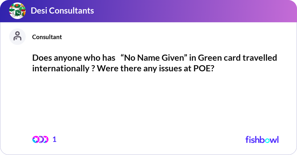 Does anyone who has “No Name Given” in Green car... | Fishbowl