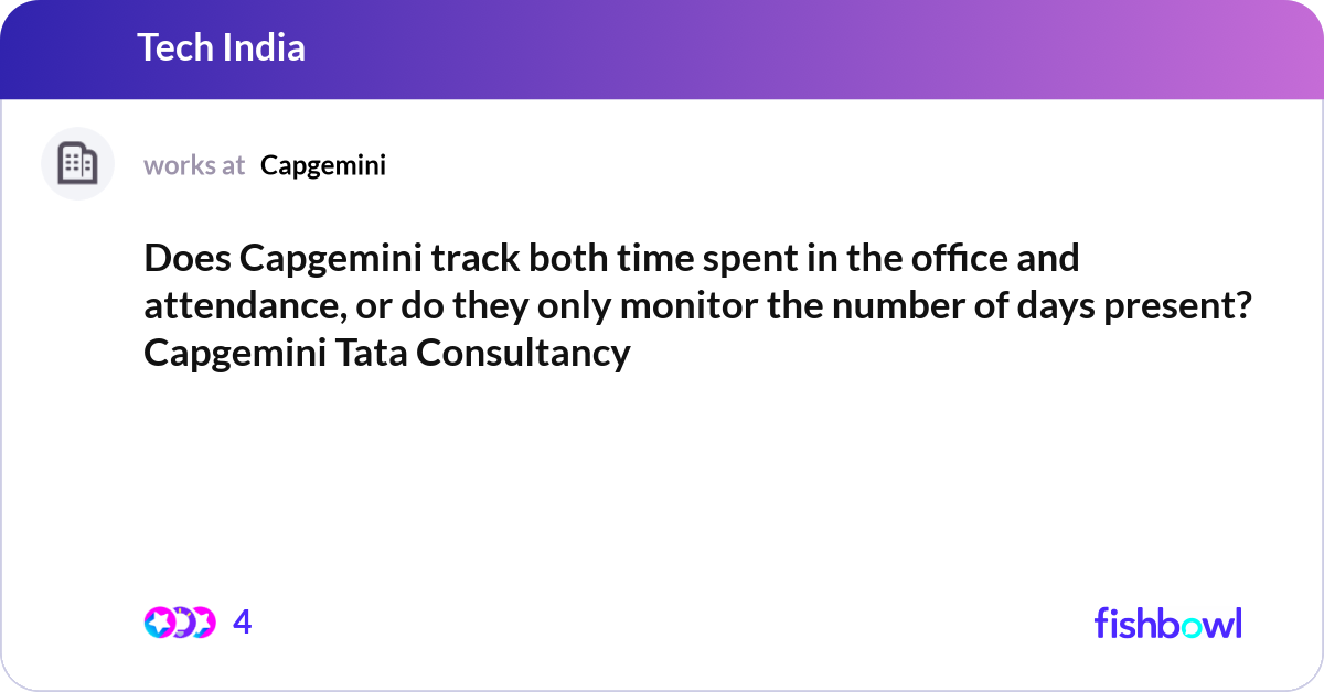 Does Capgemini track both time spent in the office... | Fishbowl