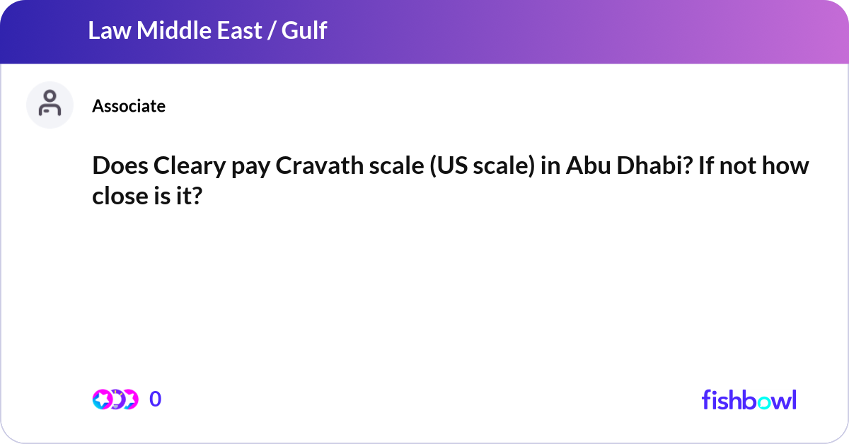 Does Cleary pay Cravath scale (US scale) in Abu Dh... | Fishbowl