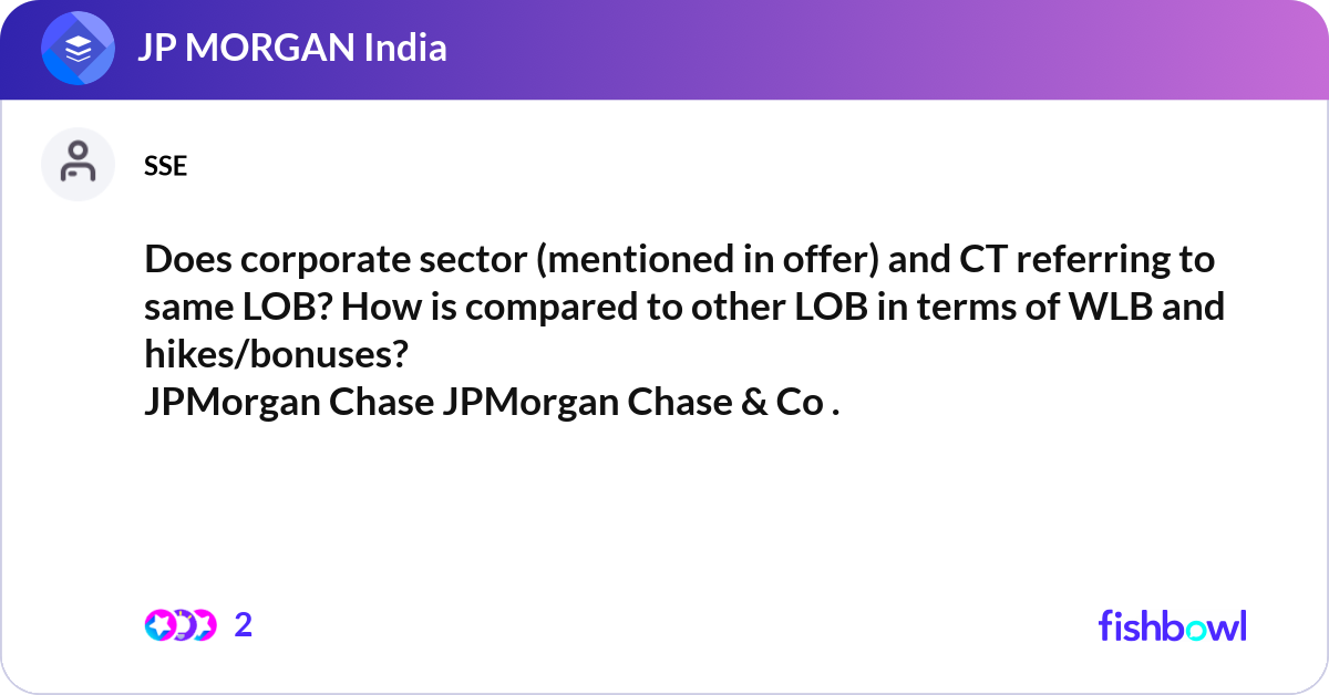 Does corporate sector (mentioned in offer) and CT ... | Fishbowl