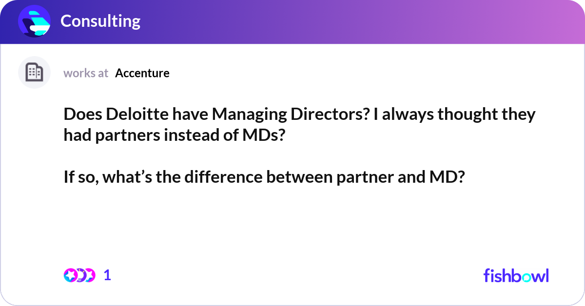 Does Deloitte have Managing Directors? I always th... | Fishbowl