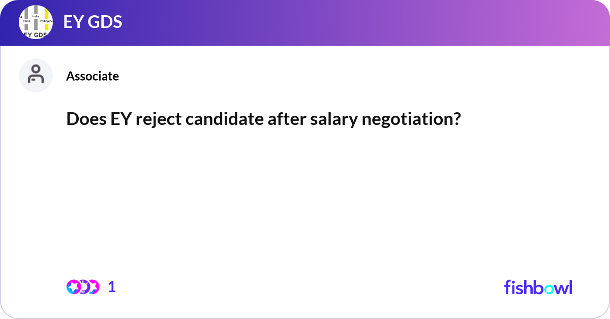 Does EY reject candidate after salary negotiation?... | Fishbowl
