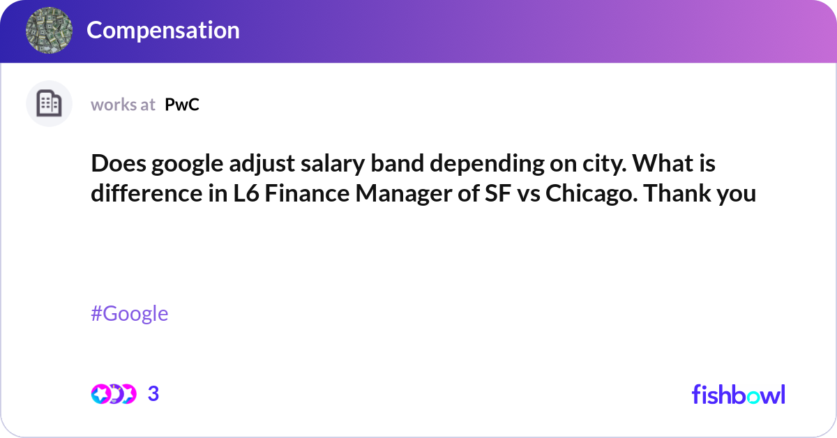 Does google adjust salary band depending on city. ... | Fishbowl