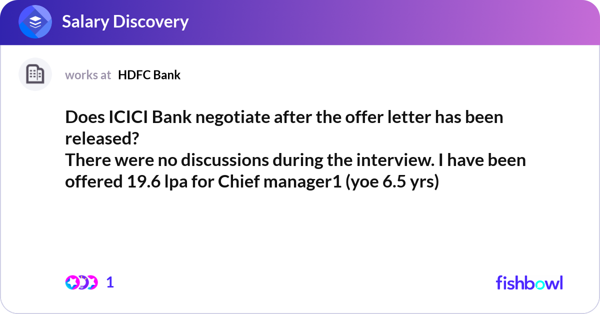 Does ICICI Bank negotiate after the offer letter h... | Fishbowl