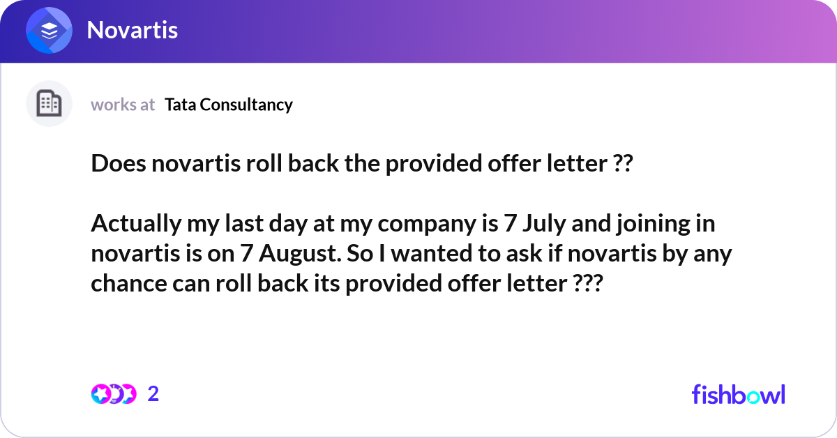 Does novartis roll back the provided offer letter ... | Fishbowl
