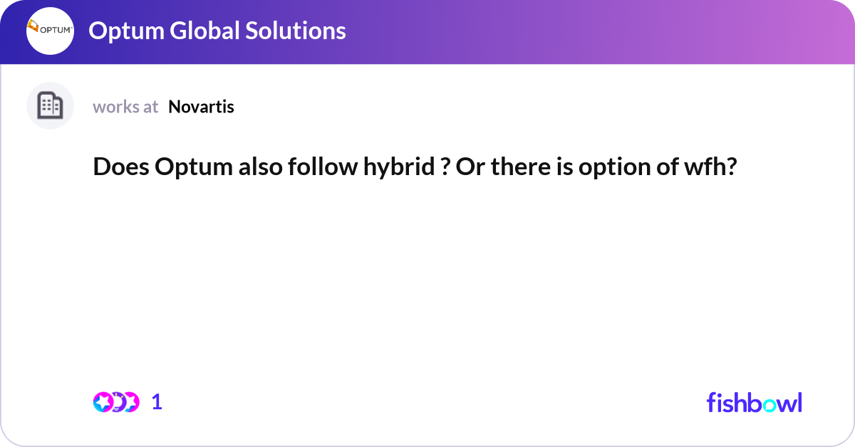 Does Optum also follow hybrid ? Or there is option... | Fishbowl