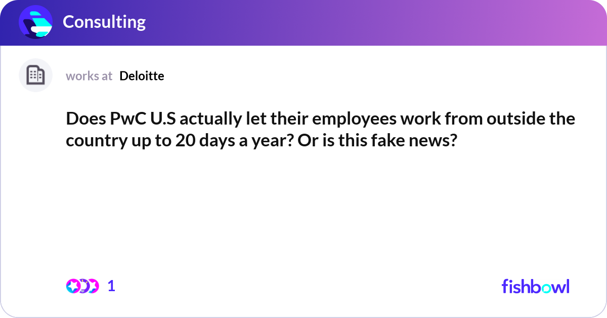 Does PwC U.S actually let their employees work fro... | Fishbowl