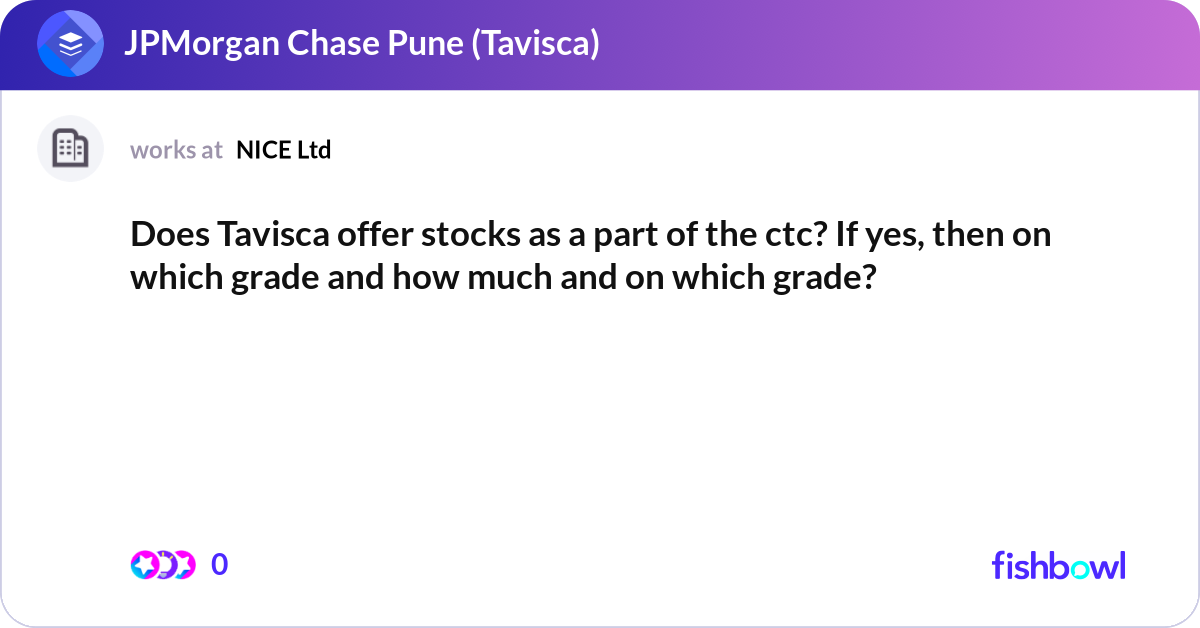 Does Tavisca offer stocks as a part of the ctc? If... | Fishbowl