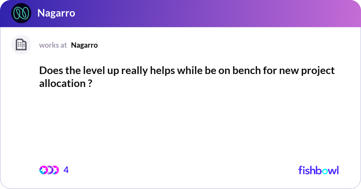 Does the level up really helps while be on bench f... | Fishbowl