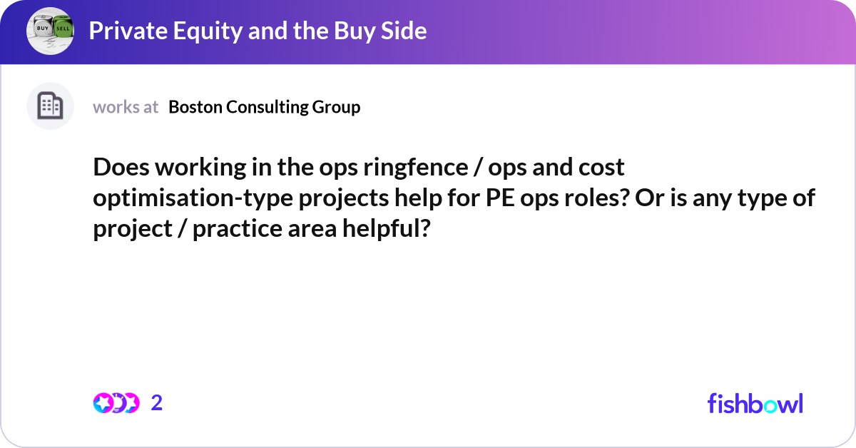 Does working in the ops ringfence / ops and cost o... | Fishbowl