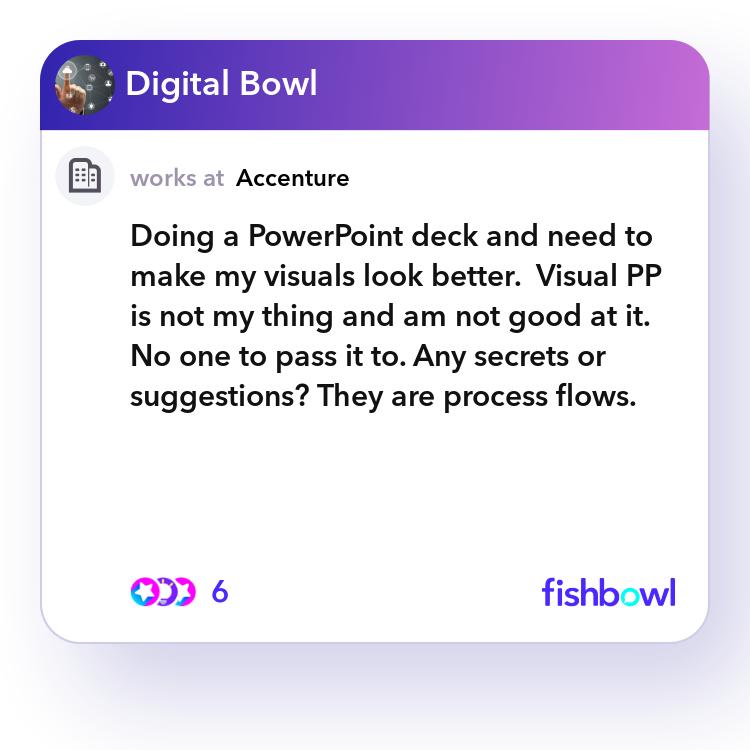 Doing a PowerPoint deck and need to make my visual... | Fishbowl