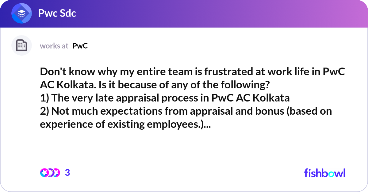 Don't know why my entire team is frustrated at wor... | Fishbowl