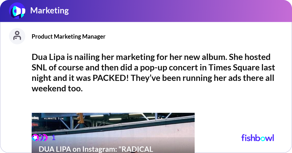 Dua Lipa is nailing her marketing for her new albu... | Fishbowl