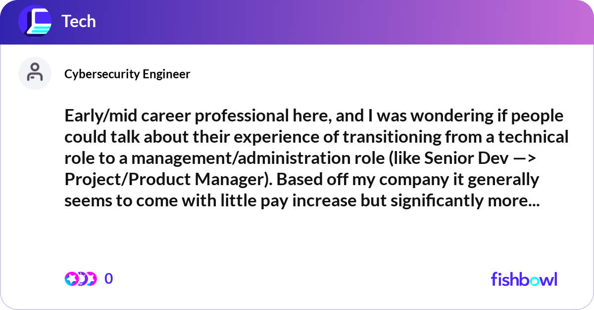 Early/mid career professional here, and I was wond... | Fishbowl