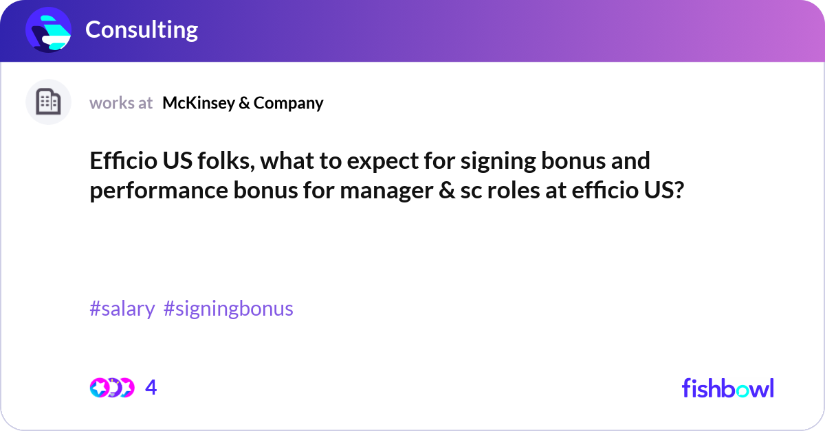 Efficio US folks, what to expect for signing bonus... | Fishbowl