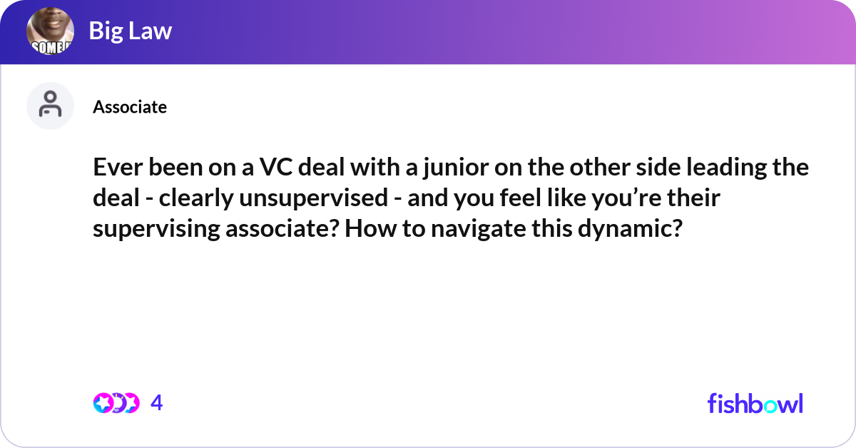 Ever been on a VC deal with a junior on the other ... | Fishbowl