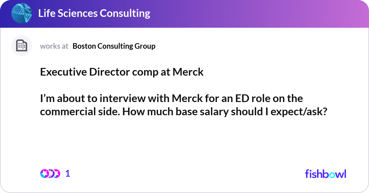 Executive Director comp at Merck I’m about to in... | Fishbowl